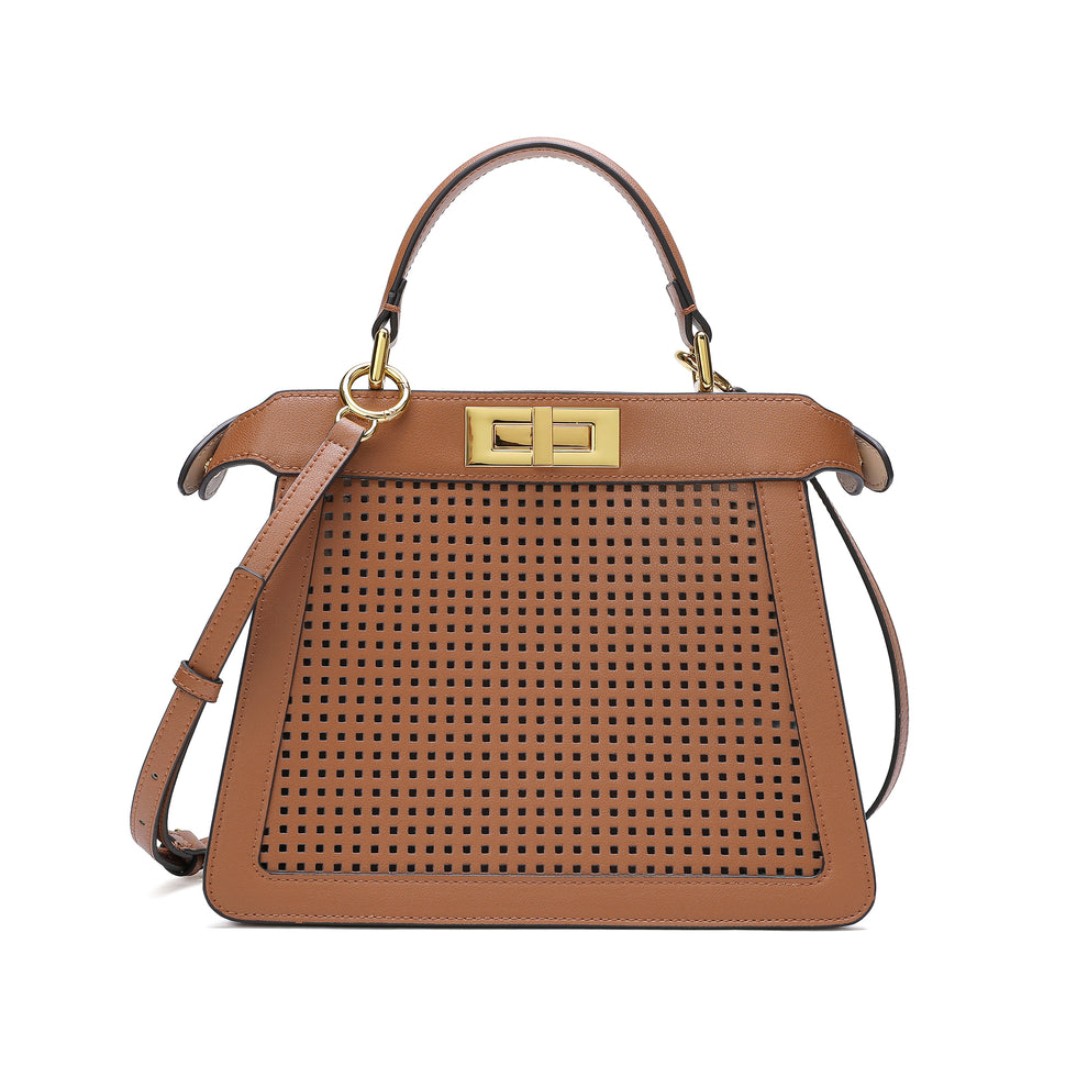 Perforated Smooth Leather Top-Handle Bag – Tiffany & Fred Paris