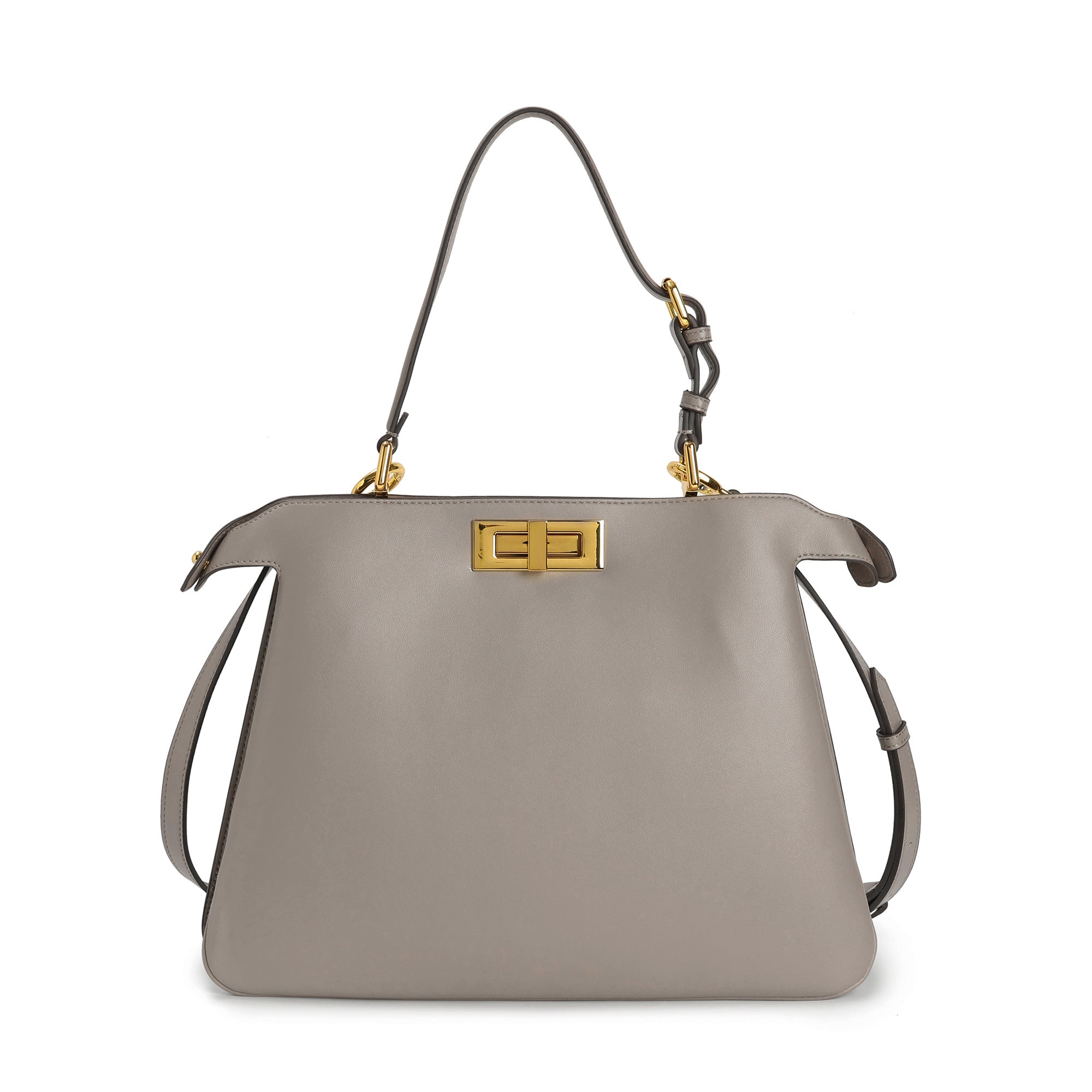Smooth Leather Structured Tote with Turn-Lock Closure – Tiffany & Fred ...